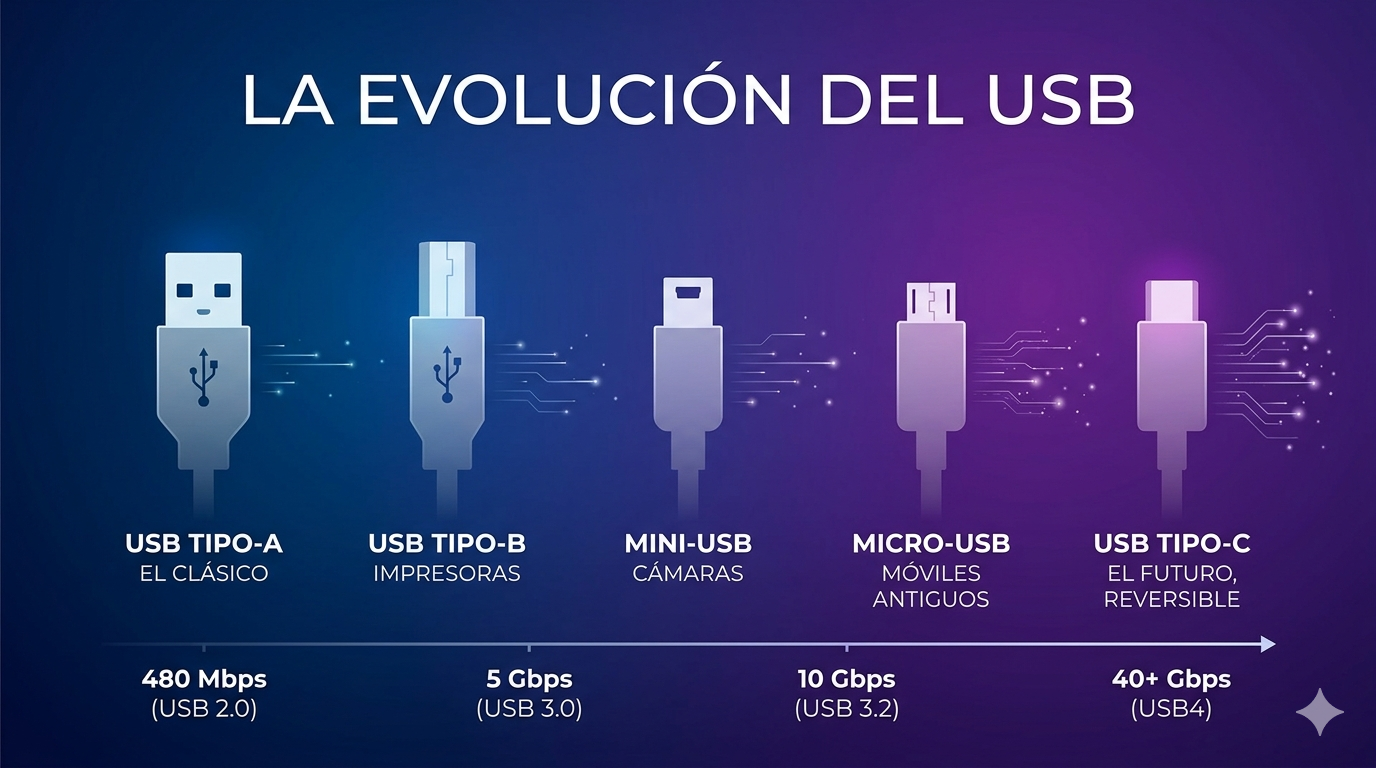 Guía definitiva del USB: Historia, Conectores y Velocidades